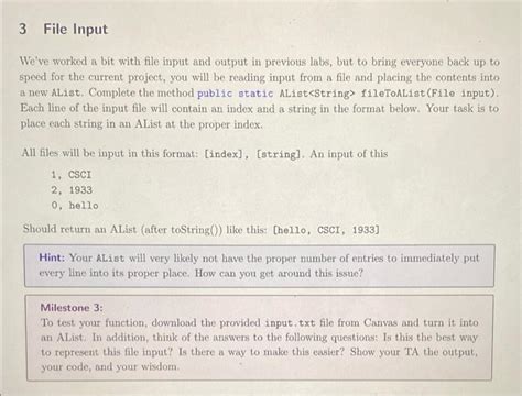 Solved 3 File Input Weve Worked A Bit With File Input And