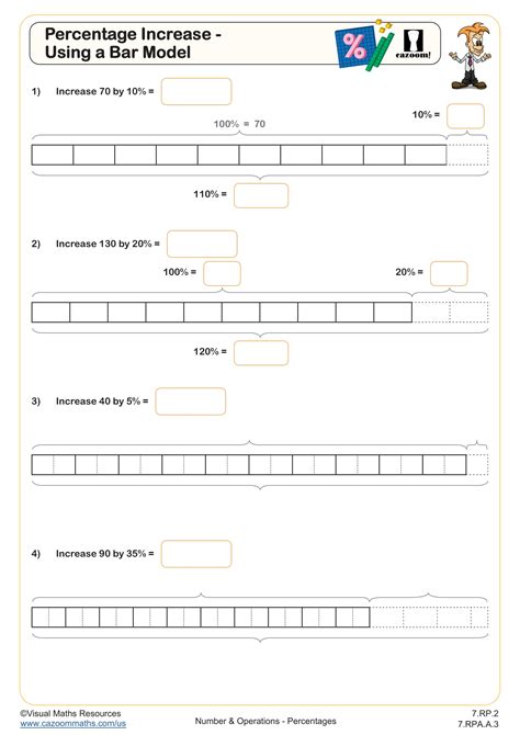 Percentage Increase Using A Bar Model Worksheet Fun And Engaging