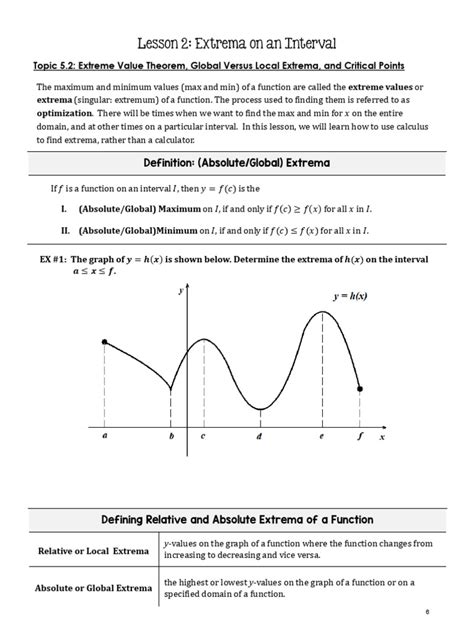 Lesson 2 Extrema On An Interval Notes Pdf Functions And Mappings Mathematical Concepts