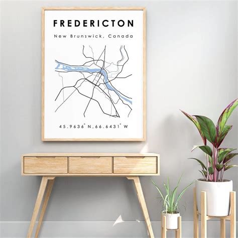 Fredericton Nb Map Fredericton New Brunswick Digital Map Minimalistic Digital Map