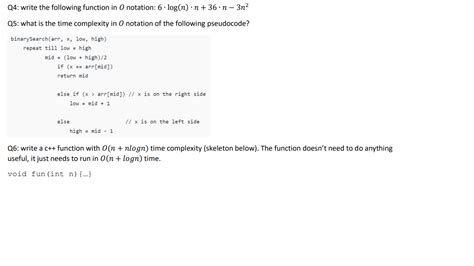 Solved Q4 Write The Following Function In O Notation