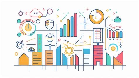 Abstract Data Visualization With Colorful Geometric Shapes And Lines