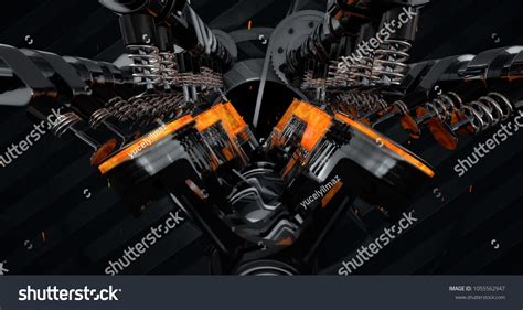 Cg Model Working V Engine Explosions Stock Illustration Shutterstock