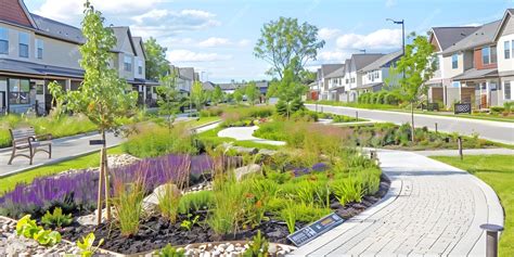 Sustainable Residential Community Rain Gardens And Permeable Pavement