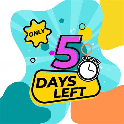 Countdown Number 5 Days Left Vector Illustration Design 15696369 Vector