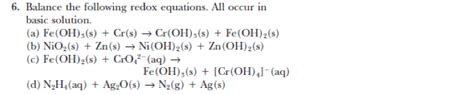 Solved Balance The Following Redox Equations All Occur Chegg Com