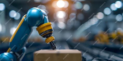 Futuristic Factory Uses Robotic Arm For Automation In Industrial Technology Concept Automation