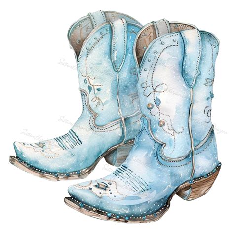 Light Blue Cowgirl Boots Png Cowgirl Coquette Boots Png Digital