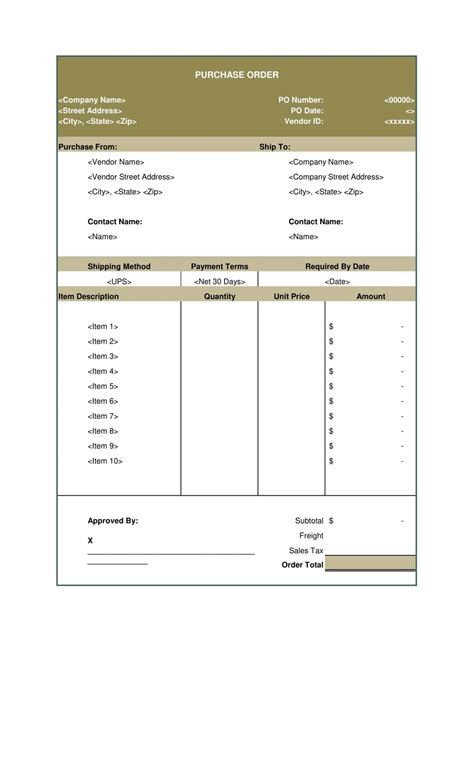 Free Printable Purchase Order Templates Pdf Excel