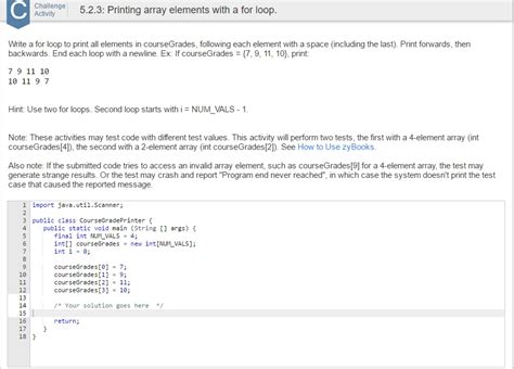 Solved Write A For Loop To Print All Elements In