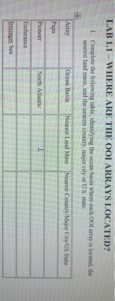 solved lab 1 1 where are the ooi arrays located 1 complete the