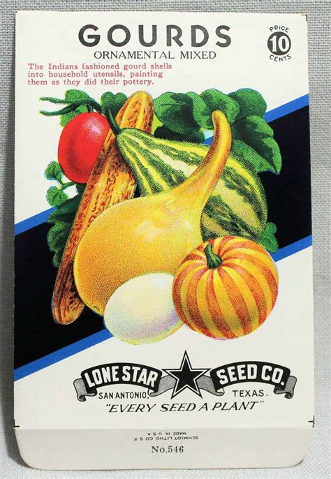 Seed Packets Lone Star Seed Co Gourds 546 Nos Vintage Antigo Trunk