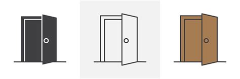 열린 문 아이콘 벡터는 검은 색과 컬러 버전으로 설정됩니다 0명에 대한 스톡 벡터 아트 및 기타 이미지 0명 가까이 옴 가상현실 Istock