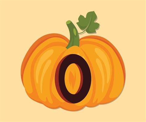 귀여운 호박 할로윈 O 편지 알파벳 프리미엄 벡터