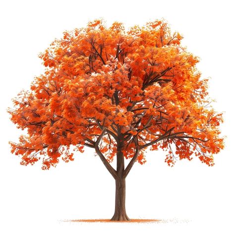 Premium Photo Autumn Tree With Red Leaves Isolated On A White Or Transparent Background Tree