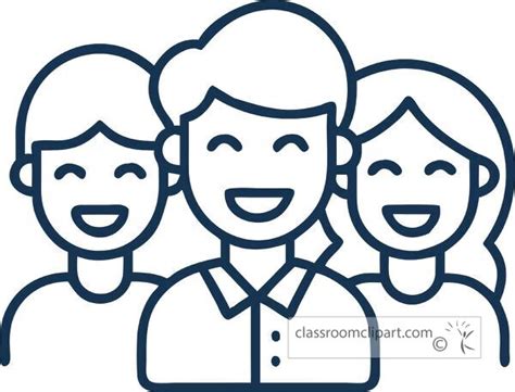 School Icons Diverse Group Of Students Smiling Line Icon