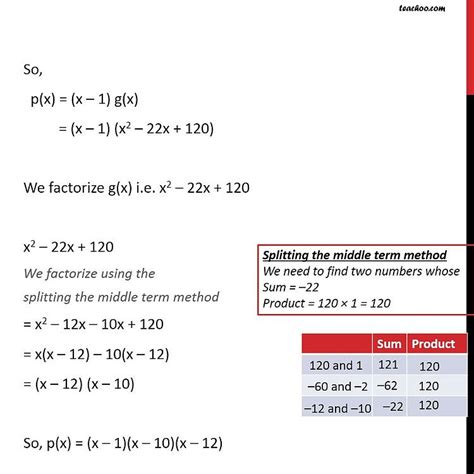 Example 10 Factorise X3 23x2 142x 120 Class 9 Factorizing