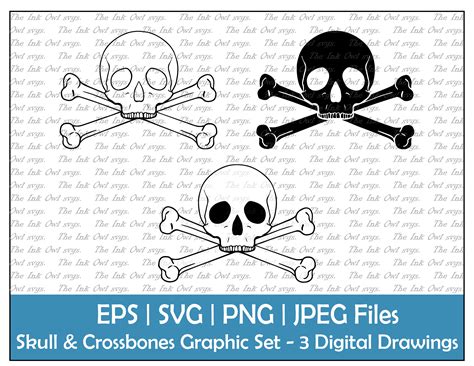 Skull And Crossbones Clipart Outline Silhouette Stamp And Etsy
