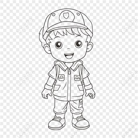 도넛 소년 아이 색칠 페이지 개요 스케치 드로잉 벡터행복하다개요 예술 Png 일러스트 무료 다운로드 Lovepik