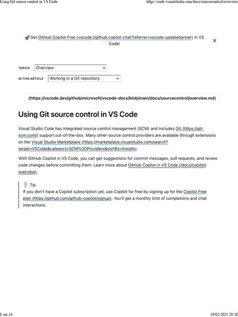 01 Using Git Source Control In Vs Code Pdf Version Control Software Repository