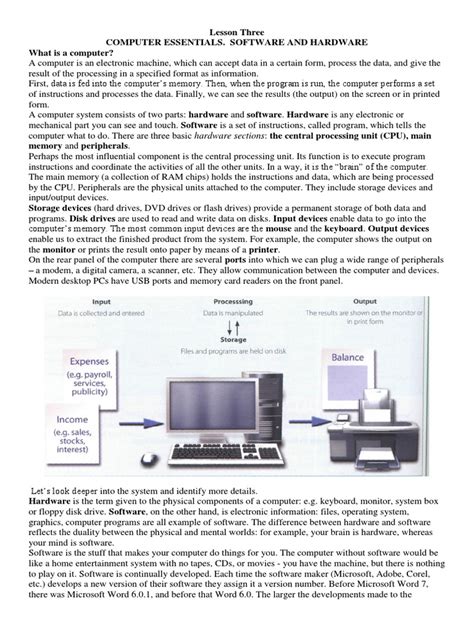 Lesson Three Computer Essentials Pdf Computer Hardware Personal