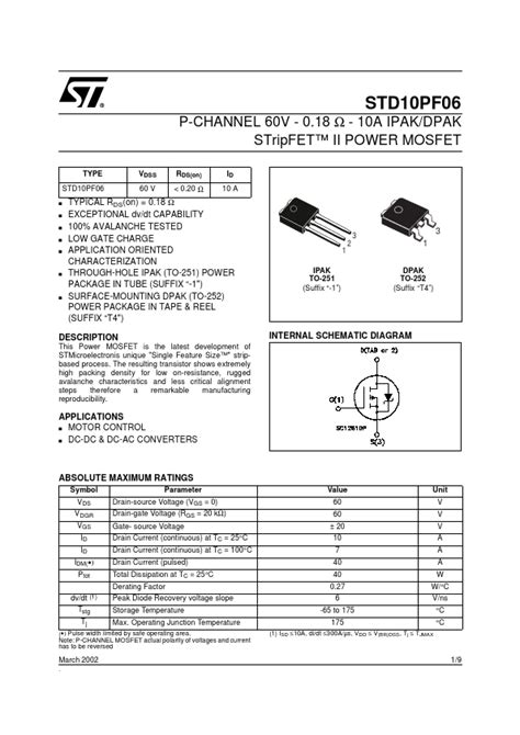 STD PF Datasheet ST Microelectronics