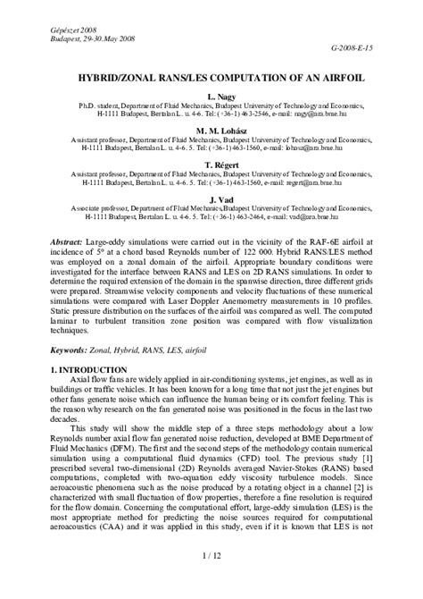 Pdf Hybridzonal Ransles Computation Of An Airfoil