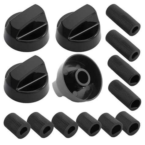 Hikio 4 Pack Black Universal Control Knobs Replacement With 12 Adapter