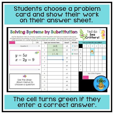 Solving Systems Of Equations By Substitution Self Checking Digital Activity Made By Teachers