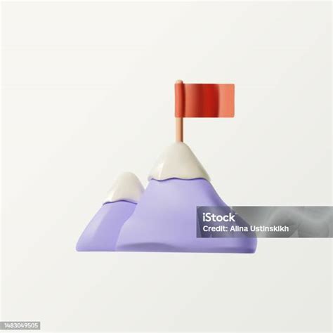 깃발이 있는 산의 3d 비즈니스 아이콘 동기 부여 성취 임무 성공의 개념 3차원 형태에 대한 스톡 벡터 아트 및 기타 이미지 3차원 형태 산 완성 Istock