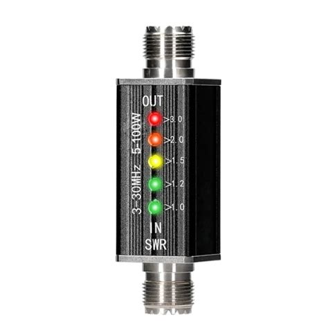 1 Pcs Led Swr Meter 3 30mhz Frequency Shortwave Standing Waves Indicator With 5 Led M Female