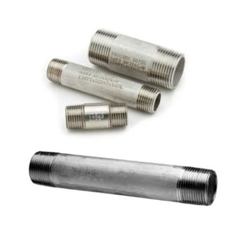 Threaded Pipe Nipple Galvanized Metal Polished Finish Round Shape