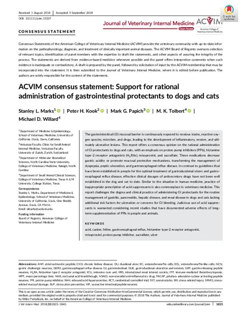 Pdf Acvim Consensus Statement Support For Rational Administration Of Gastrointestinal