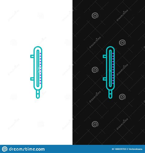 Line Meteorology Thermometer Measuring Icon Isolated On White And Black Background Thermometer