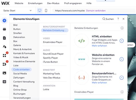 Kann man bei Wix HTML Code einfügen