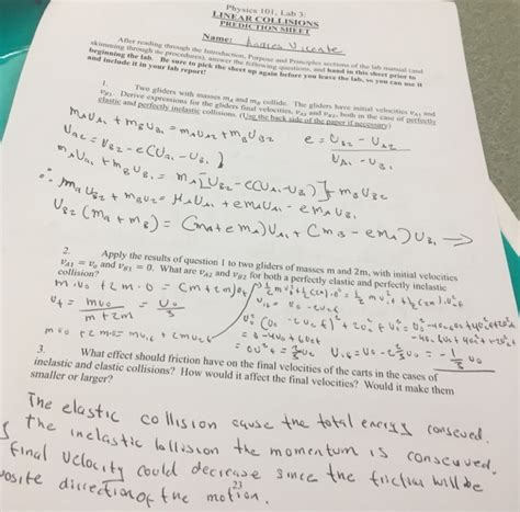 solved linear collisions questions and analysis