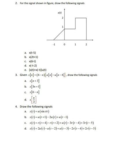 Solved 2 For The Signal Shown In Figure Draw The Following