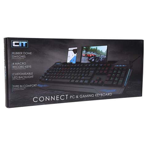 Cit Connect Usb Keyboard 7 Colour Led Backlit With Phone Rest And Usb