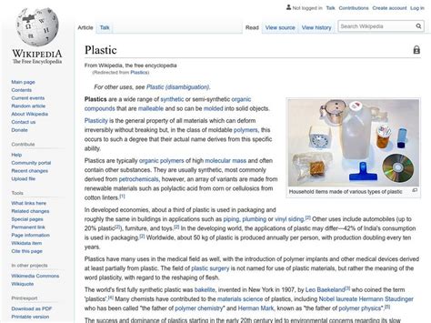 Wikipedia Plastic Handout For 9th 10th Grade Lesson Planet