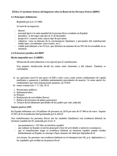 Apuntes Esquema Irpf Word Pdf Impuestos Economias