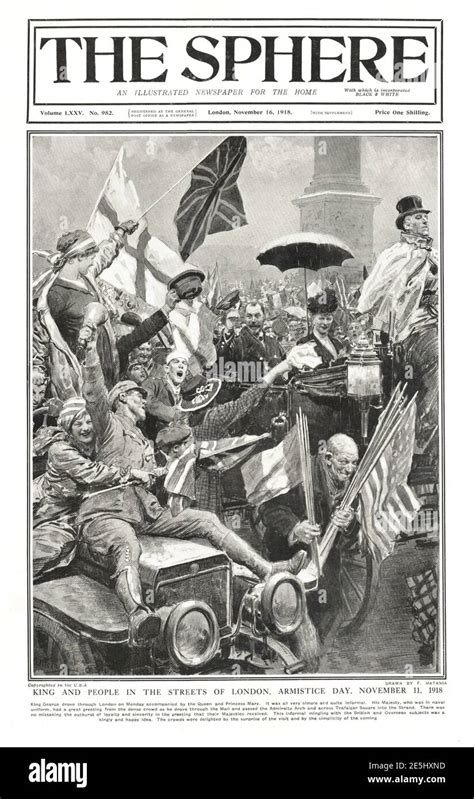 1918 The Sphere Front Page Armistice And Surrender Of Germany Stock
