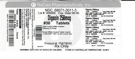 Fda Label For Digoxin Indications Usage And Precautions