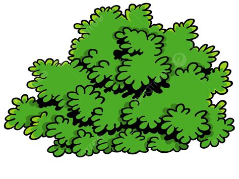 Arbusto Verde De Dibujos Animados Planta De Matorral Dibujado A Mano