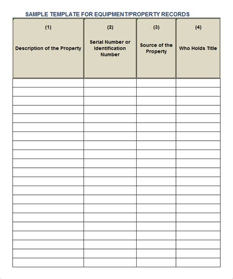 Property Inventory Template 5 Free Word Pdf Excel Documents Download