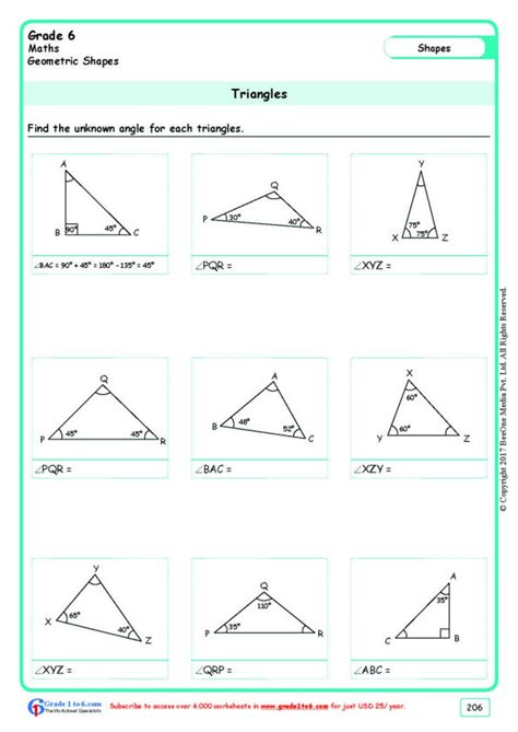 6th Grade Geometry Worksheets