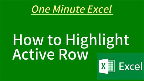 How To Highlight Active Row In Microsoft Excel Highlights Excel Exceltutorial Excelformulas