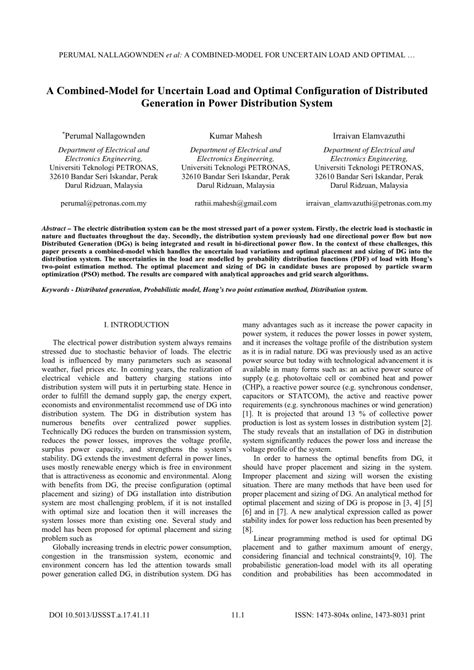 Pdf A Combined Model For Uncertain Load And Optimal Configuration Of