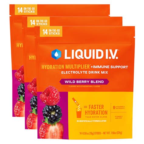 Liquid I V ® Hydration Multiplier Immune Support Wild Berry Blend Electrolyte Powder Drink