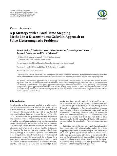 Pdf A P Strategy With A Local Time Stepping Method In A Discontinuous Galerkin Approach To