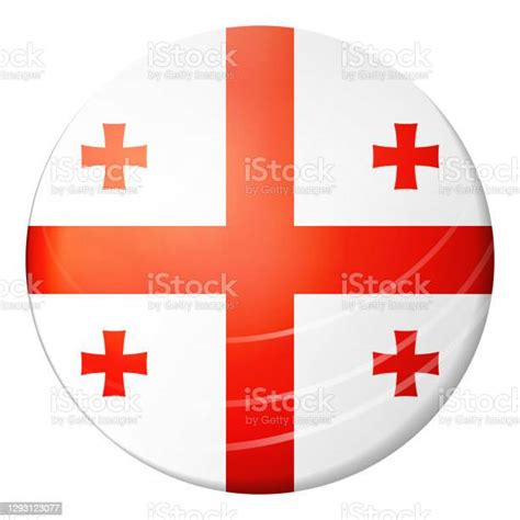 조지아의 국기와 유리 빛 공 둥근 구 템플릿 아이콘 그루지야어 국가 상징 흰색 배경에 강조 표시된 광택 사실적 공 3d 추상 벡터 일러스트레이션 큰 거품 3차원 형태에 대한